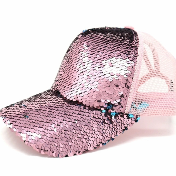 Accessories | 277 Sequin Mesh Back High Ponytail Cc Ball Cap | Poshmark